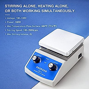 ANZESER Magnetic Stirrer Hot Plate, 100-2000rpm Magnetic Hotplate Stirrer, 180W Heating Power 716℉ Hot Plate Stirrer, 5×5 Inch Magnetic Stir Plate