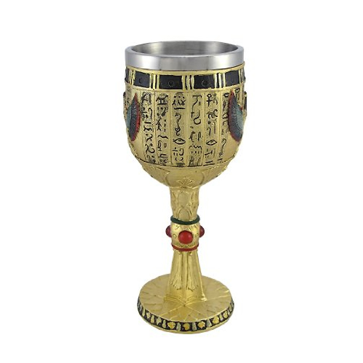 Things2Die4 Set of 2 Egyptian Wine Goblets Winged Isis/Pharaoh 6 oz.
