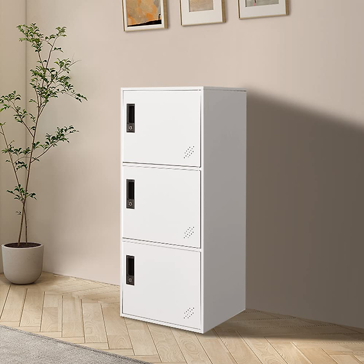 MAITER 3 Door Vertical Stackable Storage Cabinet with Lock,Metal Lcoker,Organizer for Office, Home, Gym,School,Employee,Kids