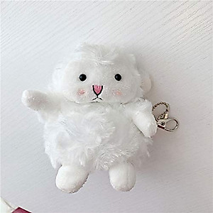 Rertnocnf Compatible with Earbuds Case Airpods 1 & 2, Kids Teens Girls Cute Plush White Sheep Wireless Earphone Protector Keychain