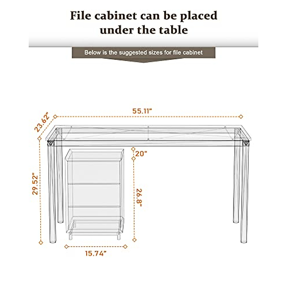 Teraves Computer Desk/Dining Table Office Desk Sturdy Writing Workstation for Home Office (55.11“, Black Oak)