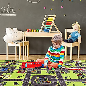 Maxsoft Kids Rug, Car Carpet Play Mat for Kids, City Road Rug for Boys Toddler, Children Educational Road Traffic System Playmat for Playroom Track Game Safe Area(3 x 5 Feet)