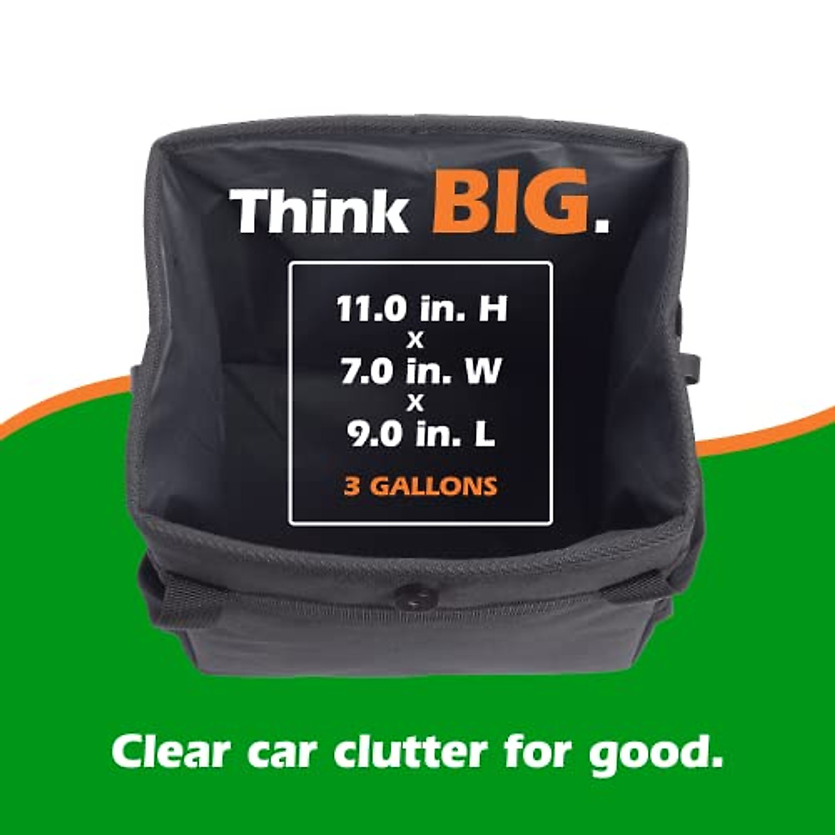 Drive Auto Car Trash Can - Collapsible, Leakproof Garbage Bin with 20 Trash Bags and Adjustable Strap - Car & Truck Accessories for Men and Women - Black, Large