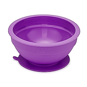 brinware 2 Piece Glass and Silicone Suction Bowls, Pink Purple