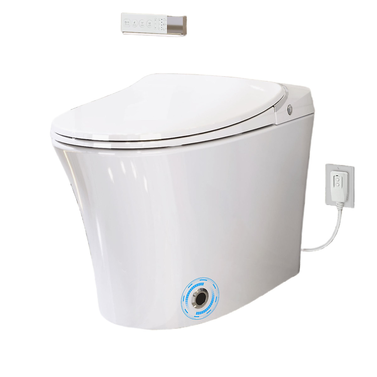 Beleda Luxury Smart Toilet with Dryer and warm water, Elongated Bidet Toilet with Heated Seat, with Remote Control, LED Night Light, Power Outage Flushing, Soft Close Cover