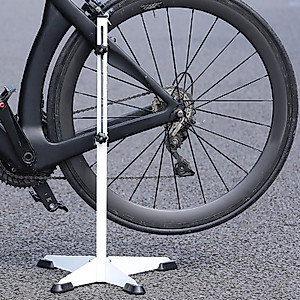 kowaku Bicycle Repair Stand Bikes Work Stand Parking Stand Anti Slid Multifunctional Bike Floor Rack Height Adjustment for Apartment, Basement, White