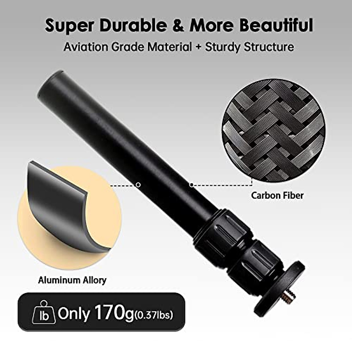 Nycetek 3 Section Tripod Extension Arm, 18" Super Sturdy Aluminium Tripod Extension Tube with 1/4” to 3/8” Screw, Tripod Extender Rod with Locking System for Tripod/DSLR Camera, Max Load 11lb