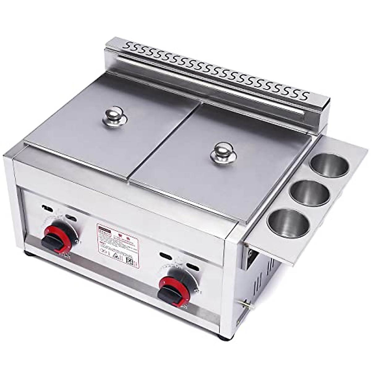 Commercial Countertop Deep Gas Fryer Stainless Steel Outdoor Cooker 6L Basket ×2 Chicken Chips Fryer For French Fries Restaurant Home Kitchen (Type 1)