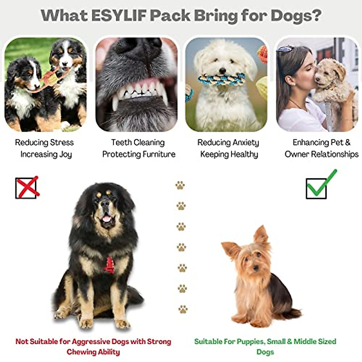 ESYLIF Dog Chew Toys for Teething,Boredom,Toothbrush,20 Pack Puppy Toys with Rope Toys, Treat Balls and Squeaky Toys for Small Medium Dogs