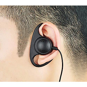 KEYBLU D Shape Earpiece CLS1410, CLS1110, CP185, CP200, CP200d, Headset with Big PTT for 2 Pin Walkie Talkie Radio (Motorola)