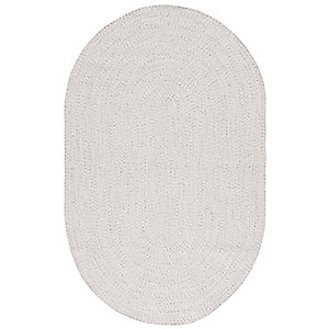 SAFAVIEH Braided Collection Area Rug - 6' x 9' Oval, Ivory & Light Grey, Handmade Farmhouse, Ideal for High Traffic Areas in Living Room, Bedroom (BRA201A)