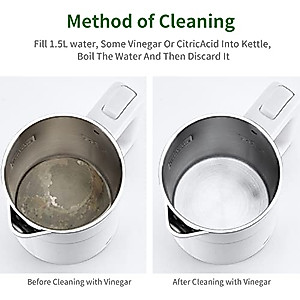 0.6L Small Electric Kettles Stainless Steel, Travel Mini Hot Water Boiler Heater, Double Wall Cool Touch Portable Teapot , Auto Shut-Off &amp; Boil-Dry Protection, 120V/800W, 2 Year Warranty (white)