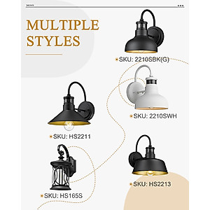 Seovix Motion Sensor Outdoor Barn Lights, Dusk to Dawn Outdoor Wall Light Fixtures with E26 Base Socket, IP65 Waterproof Exterior porch light for Garage, Entrance, Doorway, Entryways, HS2213-1