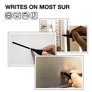 ZEYAR Permanent Markers, Chisel Tip Medium Point, Waterproof & Smear Proof ink, Aluminum Barrel Markers, Quick Drying (6 Black Color)