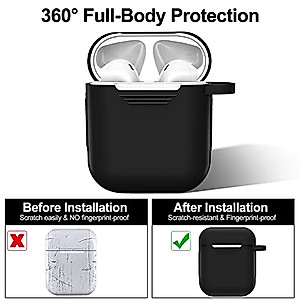 [2 Pack] AirPods 2nd/1st Generation Case with Keychain,Wilbur for AirPod 2nd Generation Case & AirPod Case 1st Generation,Full-Body Protective Cover,Supports Wireless Charging (Black+Purple)