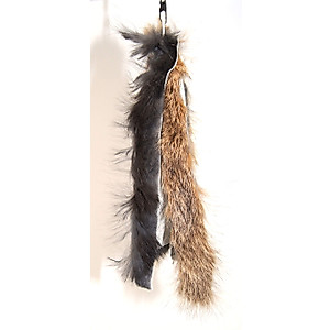 CoolCyberCats Ribbon, Leather and Fur Attachment Cat Toys - Fit Wildcat and Popular Bird and Catcher Type Wands/Poles (Rabbit Fur Chaser)