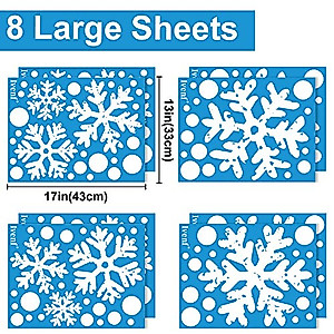 Ivenf Christmas Decorations Indoor, 8 Sheets Extra Large White Snowflake Window Clings Decor, Farmhouse Rustic Xmas Snowflake Decorations for the Home School Office Classroom Kids Winter Holiday Party