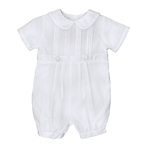 Petit Ami Baby Boys' Pique Christening Knicker with Hat, 12 Months, White