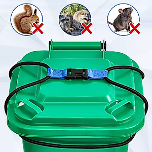 Riakrum Trash Can Lid Lock for 30-50 Gal Heavy Duty Bungee Cord, Trash Can Locks for Animals Outdoor Garbage Lid Lock for Raccoon Squirrels Dogs, Trash Can Not Included (4 Pcs)