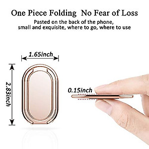 Vesmatity Cell Phone Ring Holder Finger Kickstand 360° Foldable Swivel Phone Stand Metal Back Ring Grip Foldable Ring Stand for Magnetic Car Mount iPhone and All Smart Phones(Rose Gold)