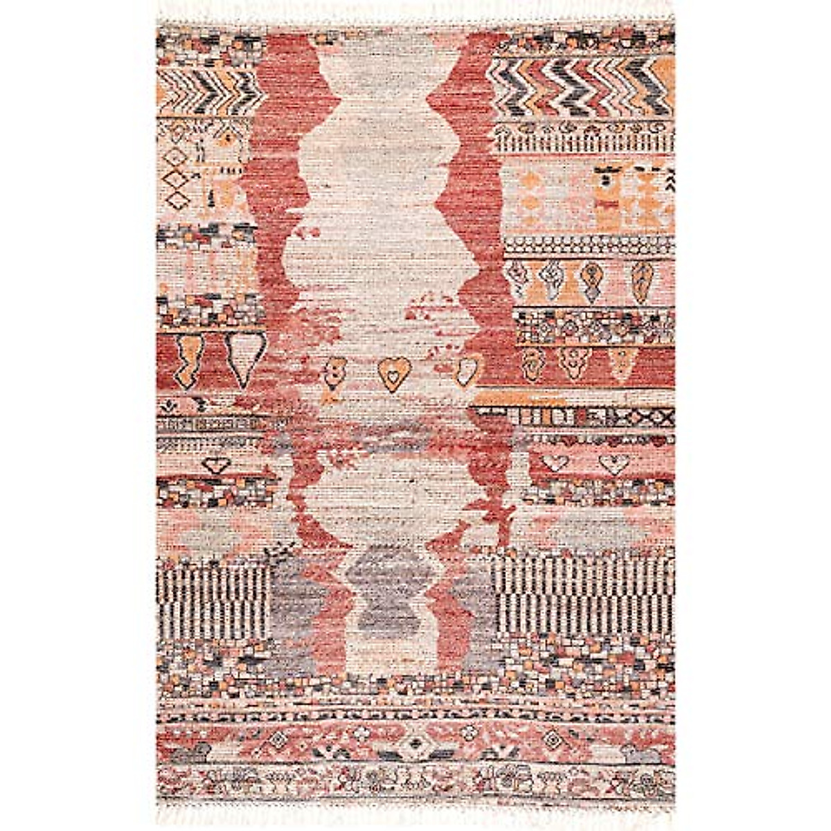 nuLOOM Hermina Flatweave Tribal Jute Area Rug, 5 ft x 8 ft, Multi