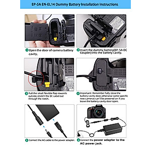 TKDY EP-5A EH-5 AC Power Adapter EN-EL14A Dummy Battery for Nikon D3500 D3400 D3200 D5100 D5200 D5300 D5500 D5600 D3100 D3300 Coolpix P7000 P7100 P7700 P7800 Df Cameras.