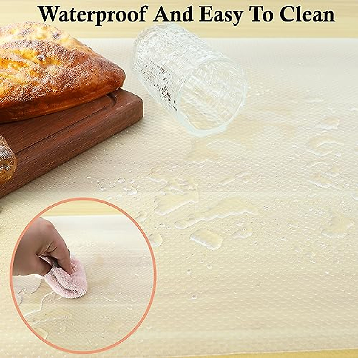 Cabinet Shelf Liner Non Slip Waterproof 12 Inch Wide X 10 Ft Drawer Shelves Liner Non Adhesive Fridge Pantry Closet Cupboard Mat Bathroom Drawer Protector