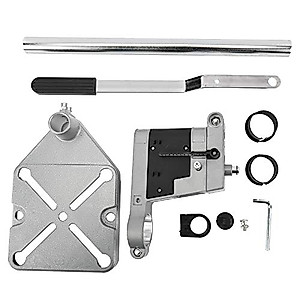 BTSHUB Adjustable Drill Press Stand Benchtop Drill Press Tool Universal Bench Clamp Support Tool Workbench Repair Drill Press Table Single Hole for Hand Drill Aluminum Base