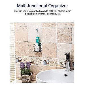 Ecosens Electric Razor Holder Stand, Strong Steel Metal Multi-Functional Electric Shaver Holder Rack Bathroom 304 Stainless Steel Bracket 3M Self-Adhesive Wall Mount Electric Razor Holder