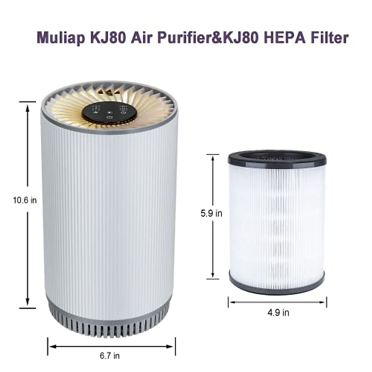Muliap AF3080 Hepa Filter,Replacement Filter for Kj80,H13 Hepa Filter,For Dust Smoke Pet Dander Pollutants.Only the Muliap KJ80 Can Use,1 Pack.