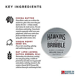 Hawkins & Brimble - Beard Balm for Men, 50g - Mens Beard Grooming Balm for Smoothing, Softening & Conditioning - Beard Styling Balm to Support Beard Growth - Elemi & Ginseng Acclaimed Signature Scent