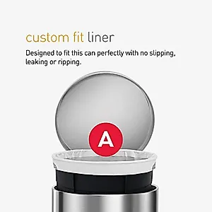 simplehuman 4.5 Liter / 1.2 Gallon Round Bathroom Step Trash Can, Brass Stainless Steel