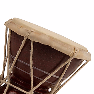 Handmade Wooden & Leather Classical Indian Folk Dumroo Damroo Damaru Hand Drum Set Percussion Decorative Collectible Showpiece World Musical Instruments (Brown)