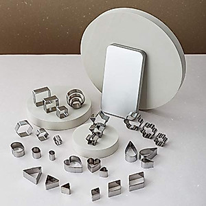 Beyond 280 Mini Tiny Stainless Steel Cookie Cutters, Geometric Shapes Heart Star Circle for One-Bite Cookies, Cake Décor, Fondant Biscuit (30 pcs)