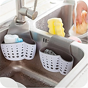 Double Layer Sink Hanging Pouch Kitchen Drainer Organizer Storage Holders Bathroom Storage Shelf Soap Holders Racks Eco-friendly Storage Basket (1, Beige)