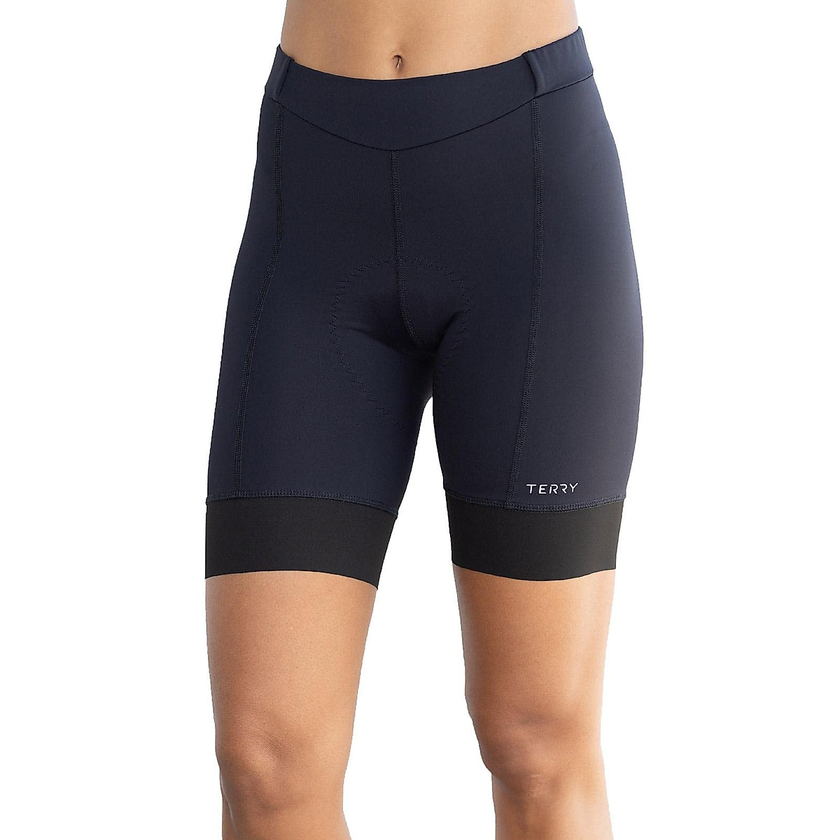 Terry Bike Shorts Women Padded, Bella Prima Cycling Shorts 8.5" Black Cycling Shorts for Women with Padding Silicone Leg - Blackout, Large