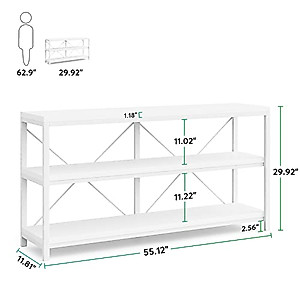 LITTLE TREE 55 Inch Long Sofa Console Table with Storage Shelves, 3 Tiers TV Stand for Living Room
