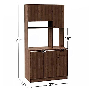 Living Skog Large Kitchen Storage Cabinet – Kitchen Cabinet with Extended Storage Space and Microwave Cart – Pantry Cabinet with Drawers – Kitchen and Pantry Cabinet (Brown)