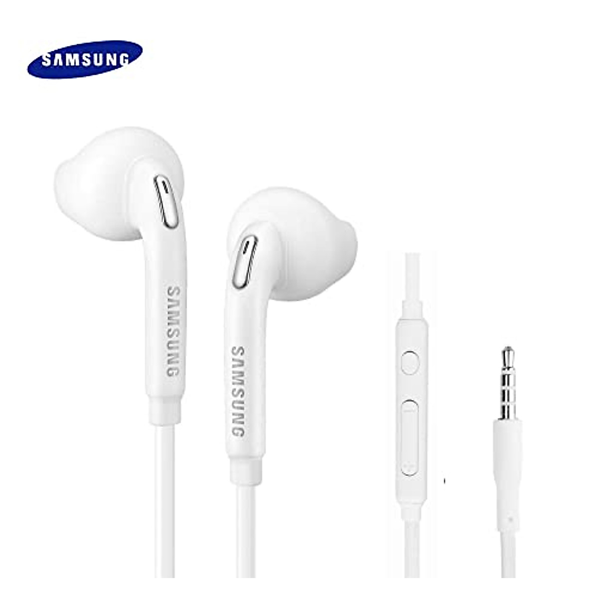SAMSUNG Samung Wired Earbuds Original 3.5mm in-Ear Headphones Galaxy S10, S10 Plus, S10e Plus, Note 10, A71, A31 - Microphone & Volume Remote - Includes Black Velvet Carrying Pouch - White