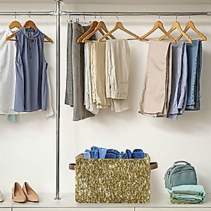 Kigai Gold Sequins Storage Basket, Foldable Canvas Cube Storage Bin with Handles for Home Office Closet, 2pcs