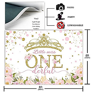 Avezano Gold Crown Princess 1st Birthday Backdrop Miss Onederful Photography Background Blush Pink and Gold Little Princess First Birthday Party Decoration (8x6ft)