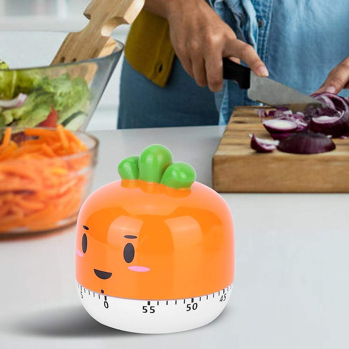 Fdit Cute Cartoon Machinery Timers Mechanical Kitchen Cooking Timer Clock Alarm Reminder Timepiece Kitchen Utensil(Orange)
