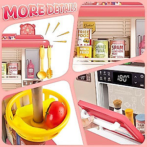 UNIH Kids Play Kitchen Playset, Toy Kitchen for Toddlers,Kitchen Set with Light and Sounds Pretend Play Kitchen Toys for Girls Boys 3 4 5 Year Old