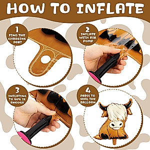 VercanMonth 24 Pcs Highland Cow Balloons 14.7 Inch Foil Brown Cow Double-sided Print Balloons Western Party Decorations Highland Cow Birthday Balloons Animal Balloons for Cow Party Supplies