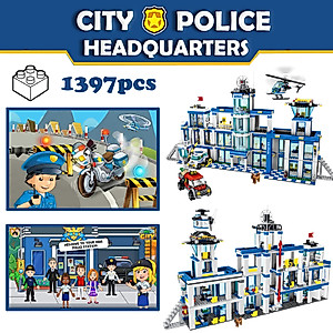 MOCREAR City Police Station Building Toy Set for Kids,Boys,1397 Pieces City Police Station Building Set, Police Station Mobile Command Center Building Blocks Kit Roleplay Toy Gifts