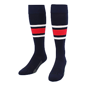 TCK Performance Baseball/Softball Socks (Navy/White/Scarlet, Medium)