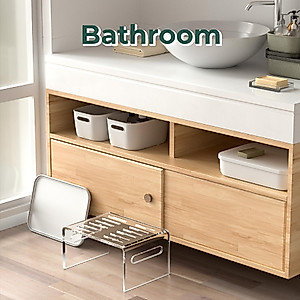 invisibiliter Acrylic Step Stool for Kids, Non-Slip Step Stool with Handles for Kids and Adults, Clear Toddler Stool for Potty Training Aid, Clear Acrylic Foot Stool for Bathroom, Bedroom, Kitchen