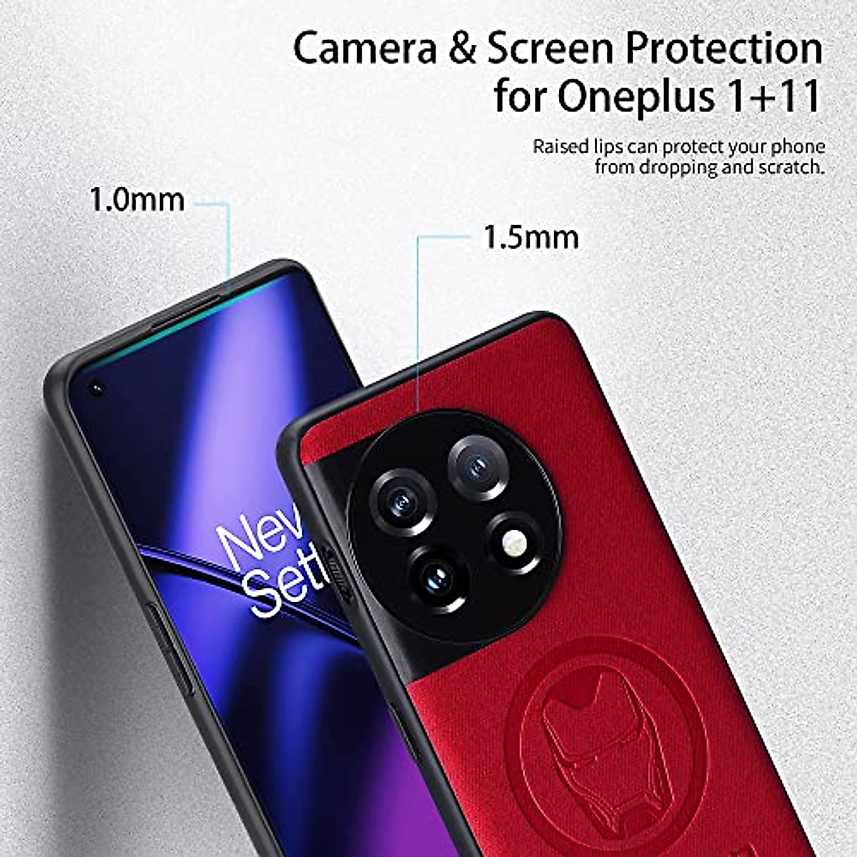 TinPlanet Superhero Slim Thin Case for OnePlus 11 (2023) - Iron, Red