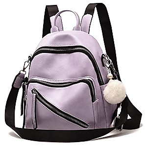 Women Cute Mini Leather Backpacks, Convertible Shoulder Bag Casual Holiday Small Rucksack, Purple