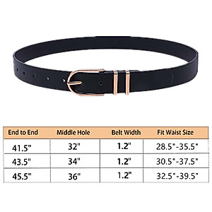 STRSTAR 3 Pack Women's Leather Belts for Jeans Pants Dresses Faux Leather Belt with Fashion Gold Buckle